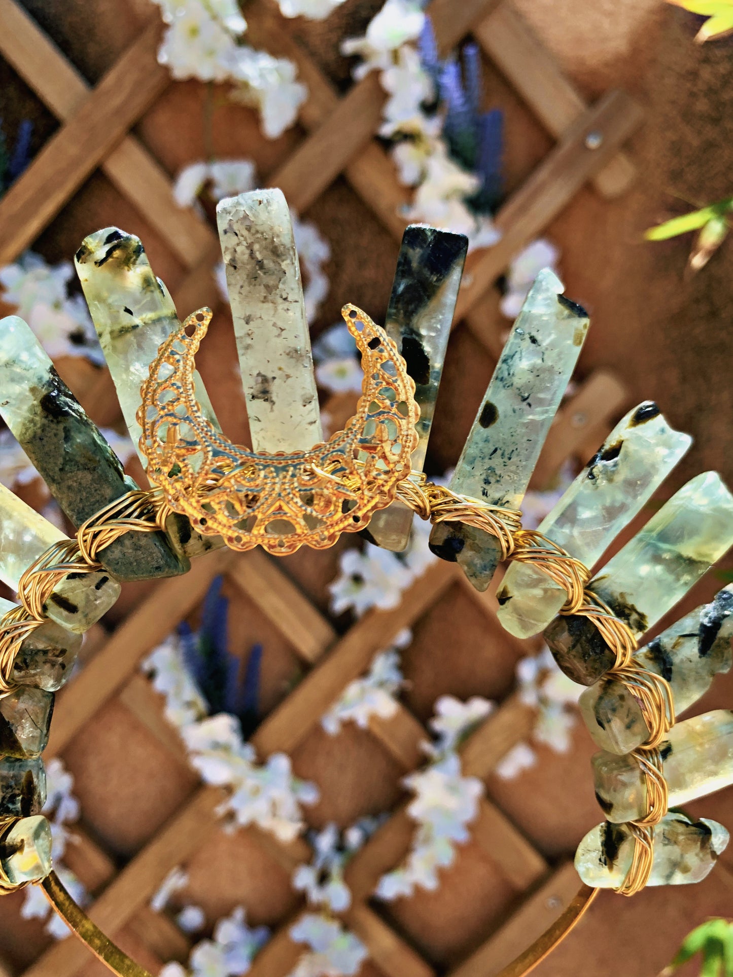 PREHNITE MOON GODDESS CRYSTAL CROWN